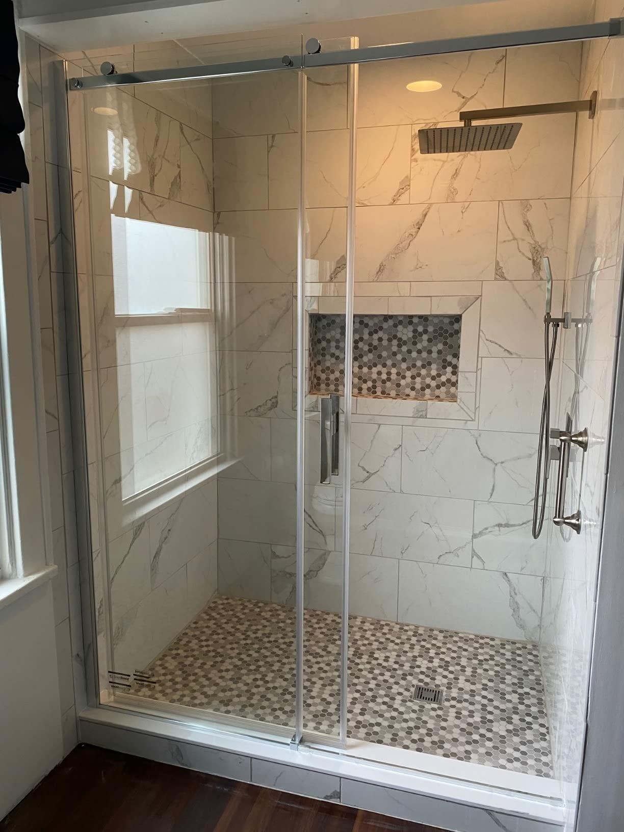Vevor 48''x72'' Shower Kit With Shower Tray & Curb With Central Drain ...