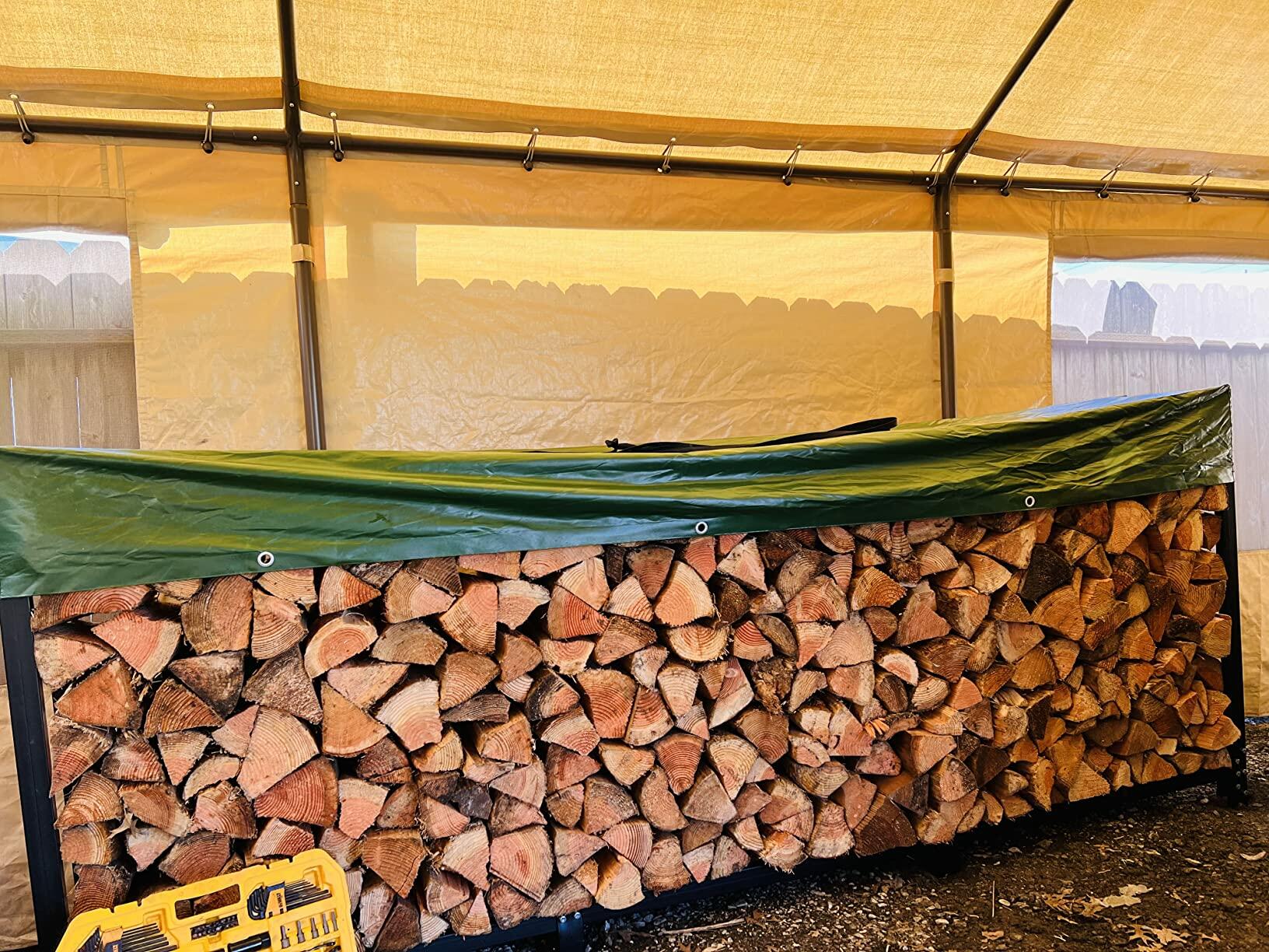 VEVOR Firewood Log Rack, 6ft Firewood Rack Outdoor, Black Firewood Rack ...