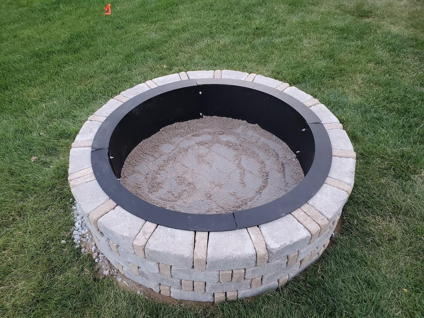 Fire Pit Ring Liner 39’’In Outdoor in Black Campfire Ring Portable ...